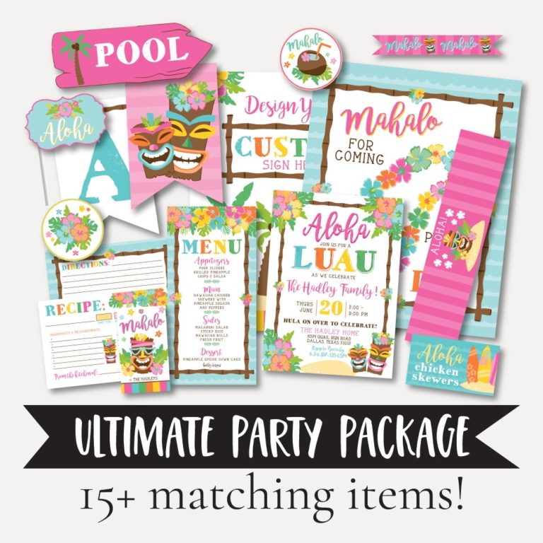Celebration Circle Printable Luau Themed Party Kit Templates